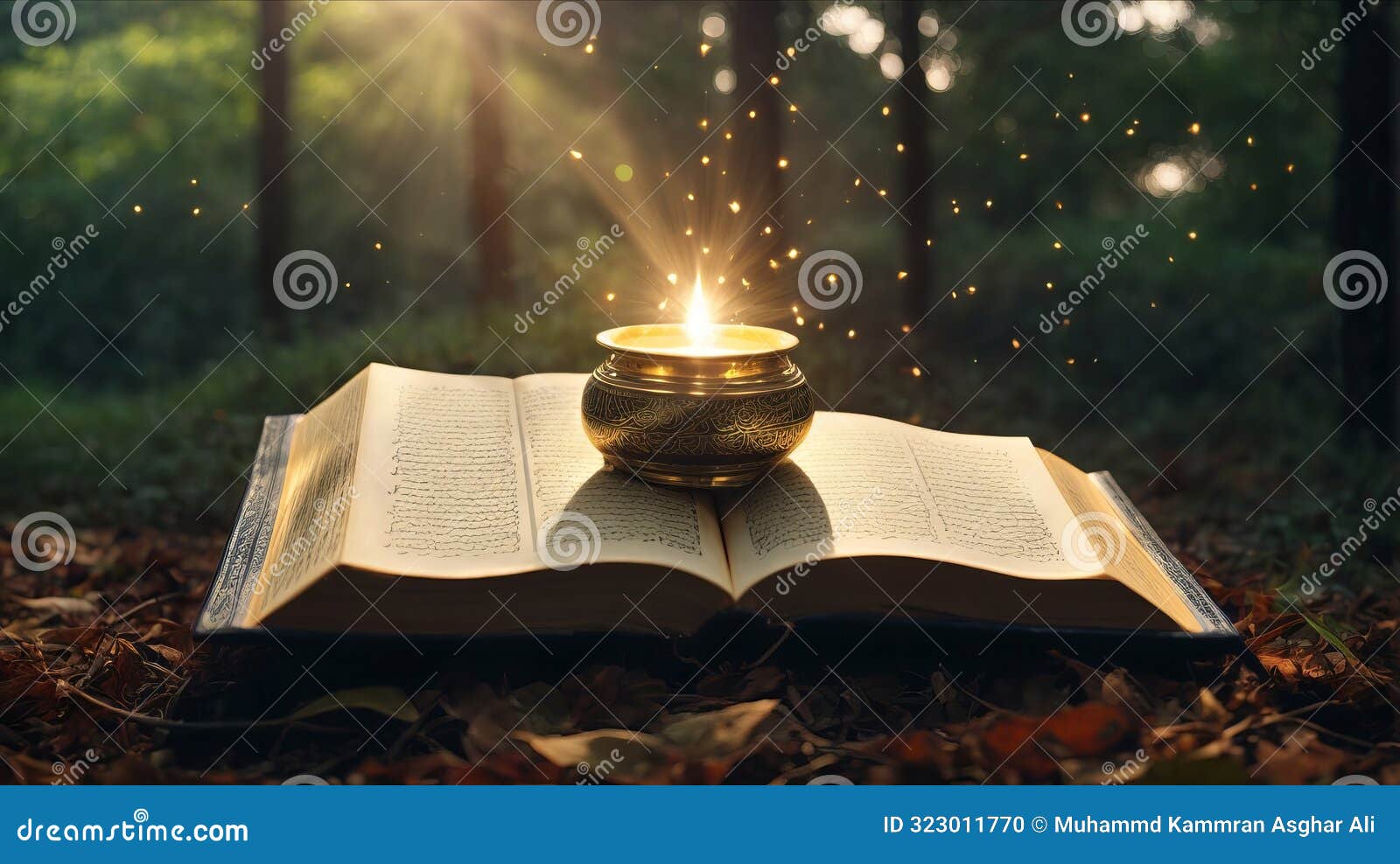 Holy Quran Spreading Light in the Nature Light Rays, Ai Generative ...