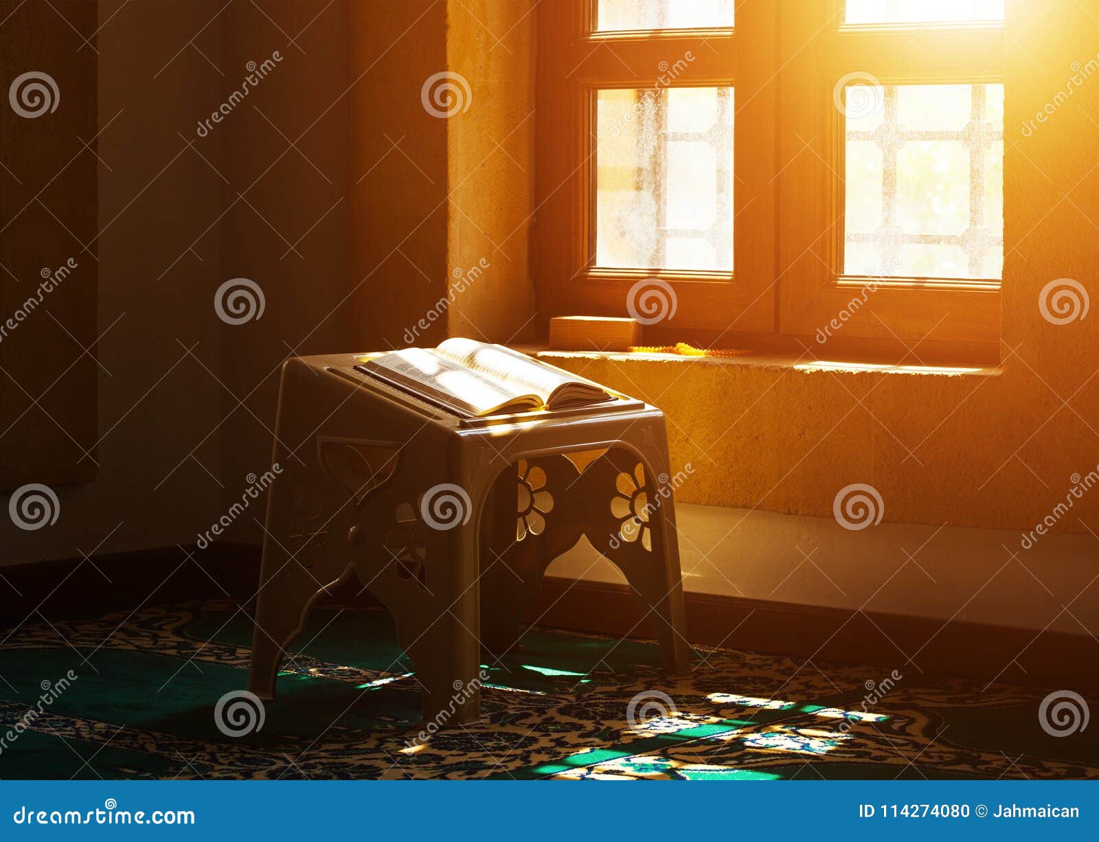 Quran in the mosque stock photo. Image of praying, open - 114274080