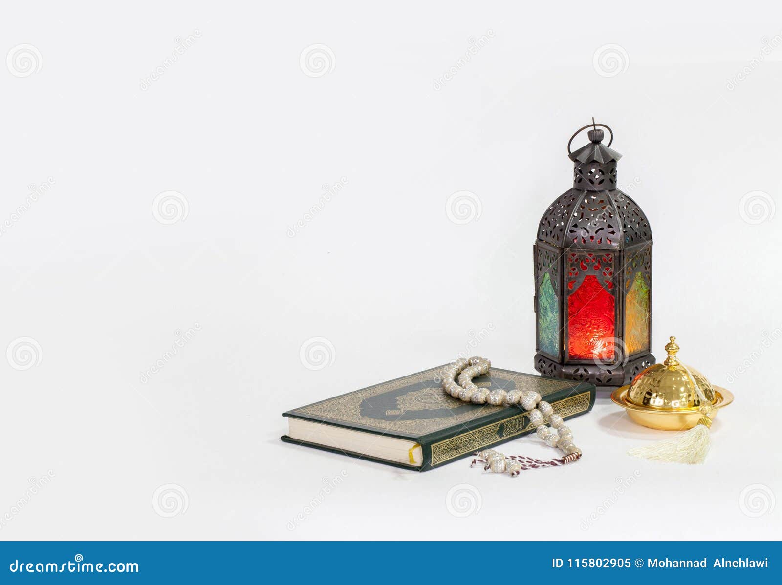 Holy Quran, Unique Lantern and Rosary Beads Stock Image - Image of ...