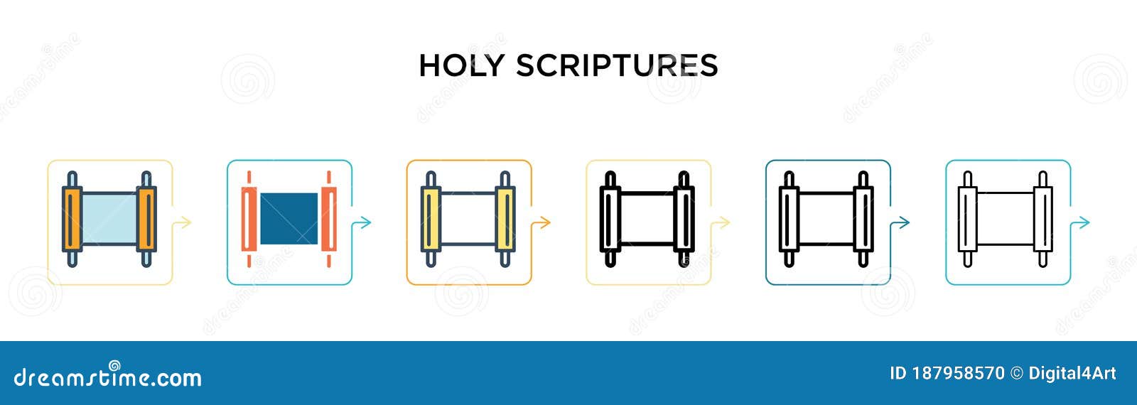 Holy Scriptures Vector Icon in 6 Different Modern Styles. Black, Two ...