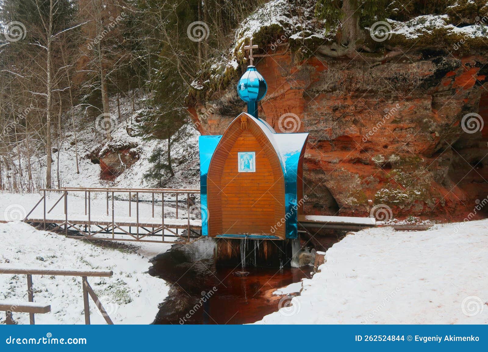Holy spring in karst caves stock photo. Image of winter - 262524844
