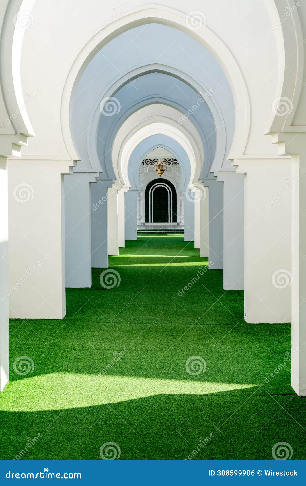 Holy Temple Style Corridor with Arc and Decoration. Stock Photo - Image ...