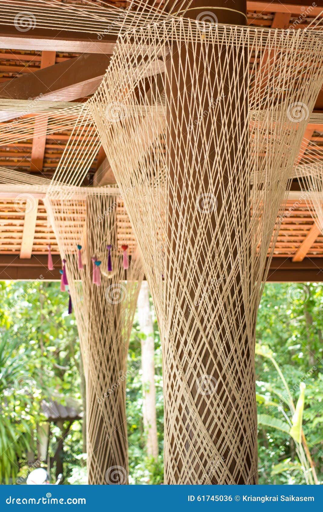 Holy Thread Around Pole in Temple Stock Photo - Image of ritual, line ...