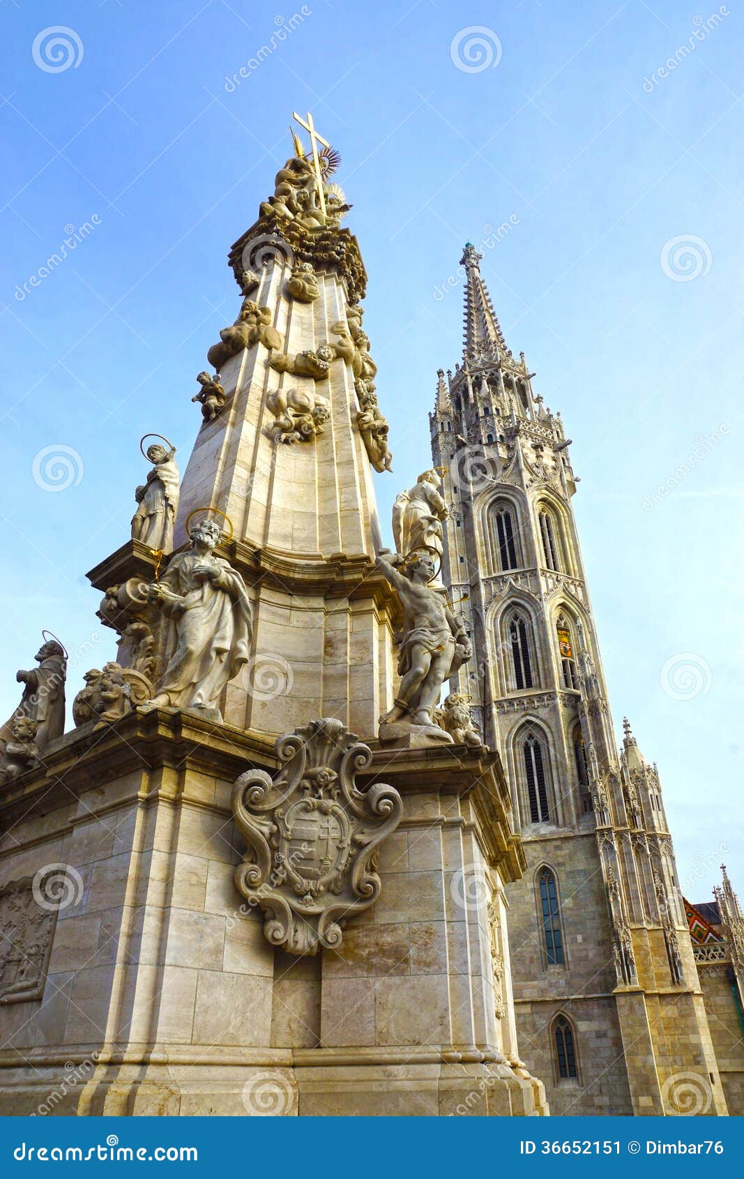 Holy Trinity Column, Buda Castle, Budapest, Hungary Stock Image - Image ...