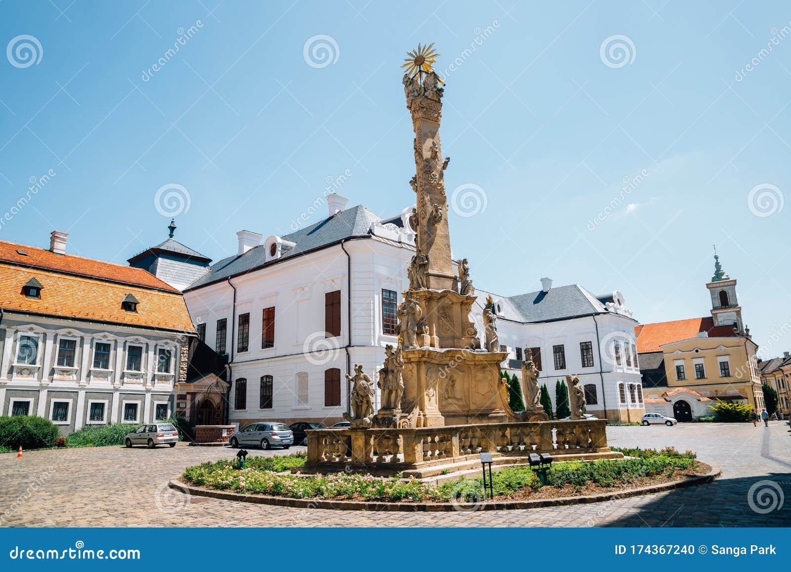Holy Trinity Column at Castle District in Veszprem, Hungary Stock Photo ...