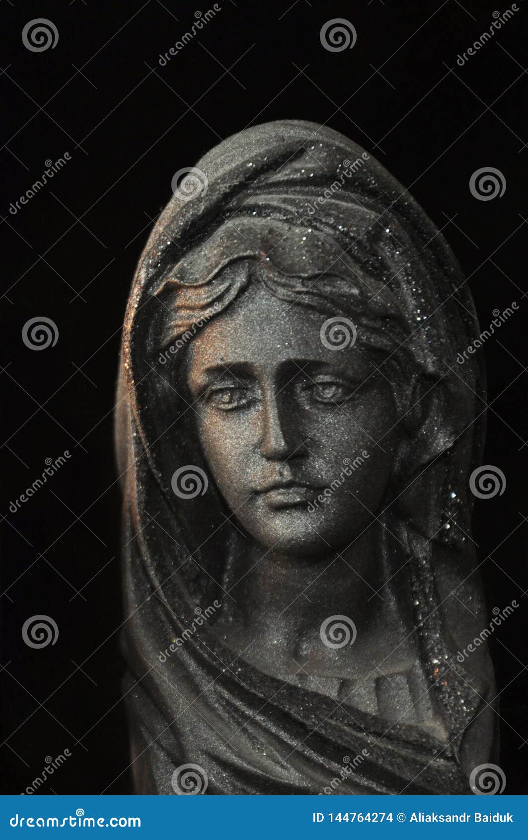 Holy Virgin Mary in the Rays of Sunlight on a Black Background. Concept ...