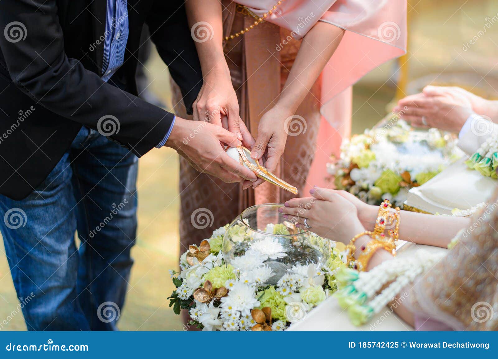 Hands Of Thai Masseuse Woman Getting Massage Barefoot For Customer