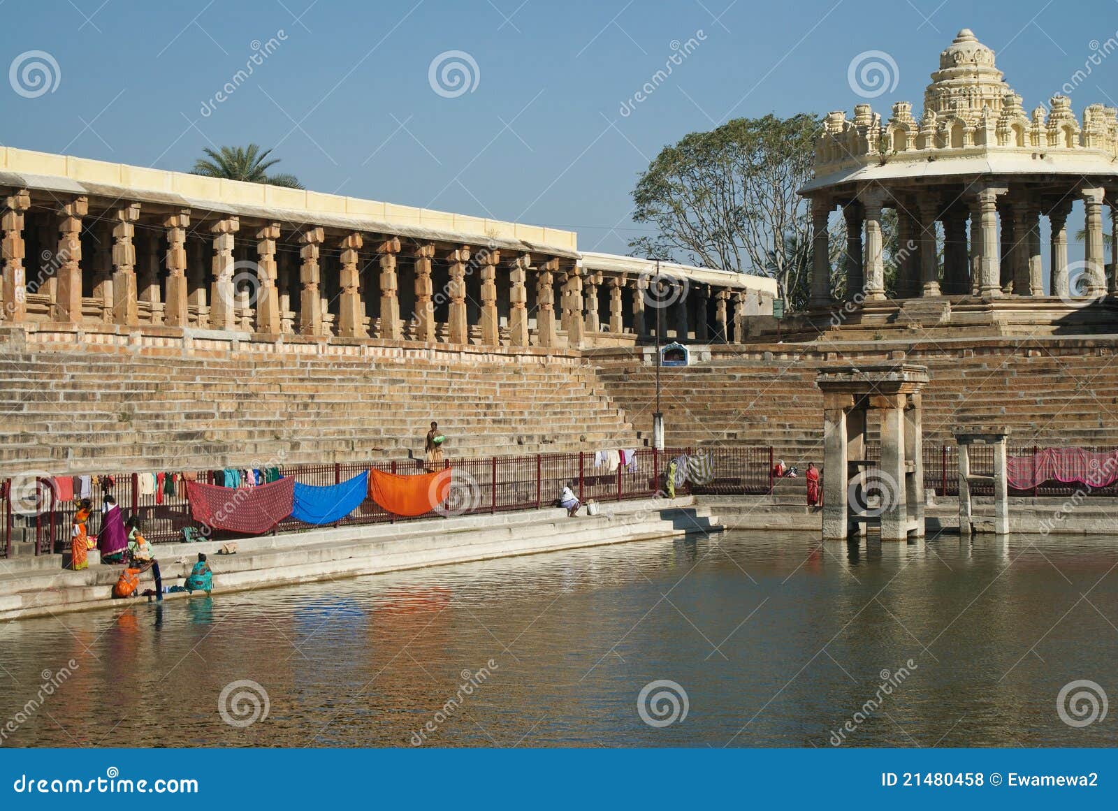 Holy water-tank in India editorial stock photo. Image of devotees ...