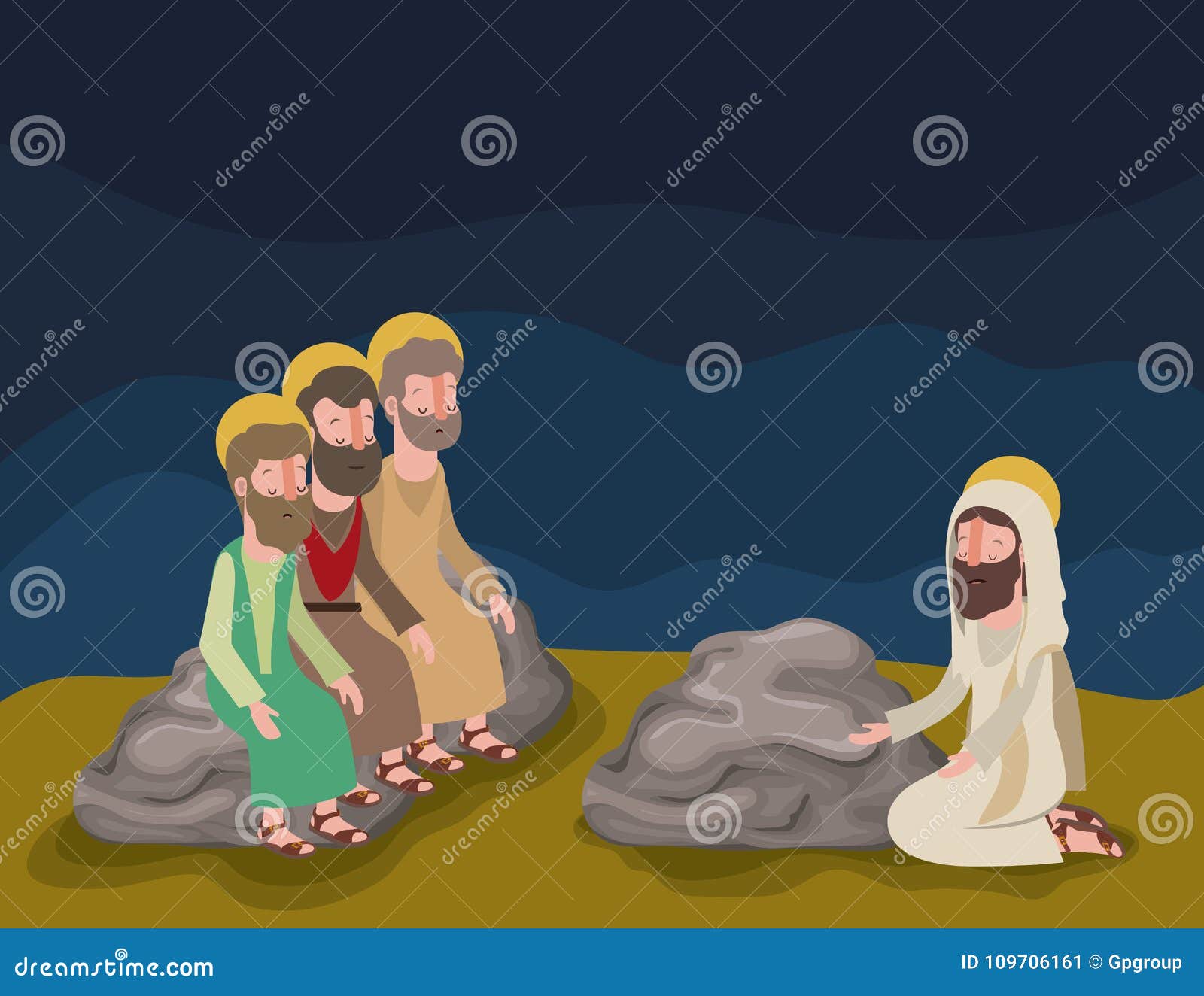 Holy week biblical scene stock vector. Illustration of pray - 109706161