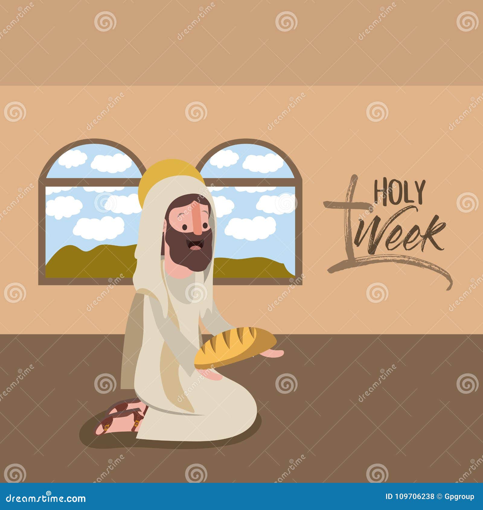 Holy week biblical scene stock vector. Illustration of inside - 109706238