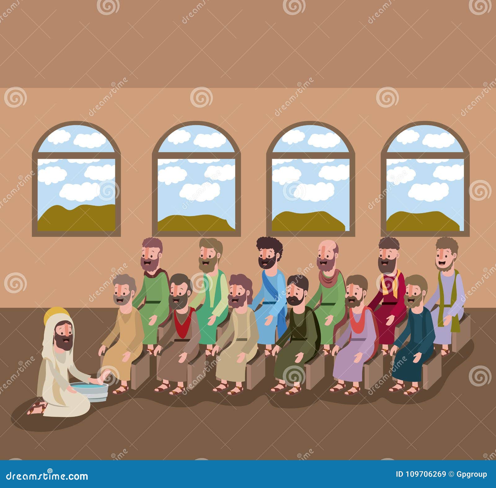 Holy week biblical scene stock vector. Illustration of procession ...