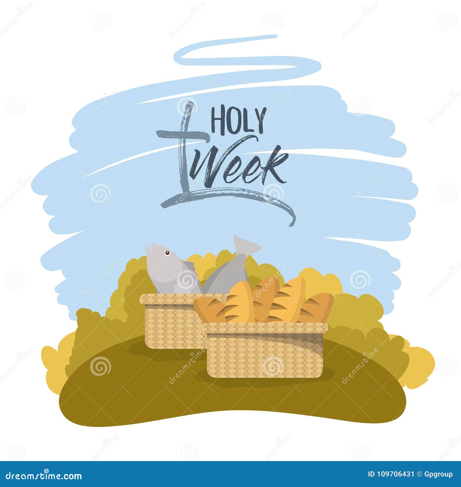 Holy week biblical scene stock vector. Illustration of fish - 109706431