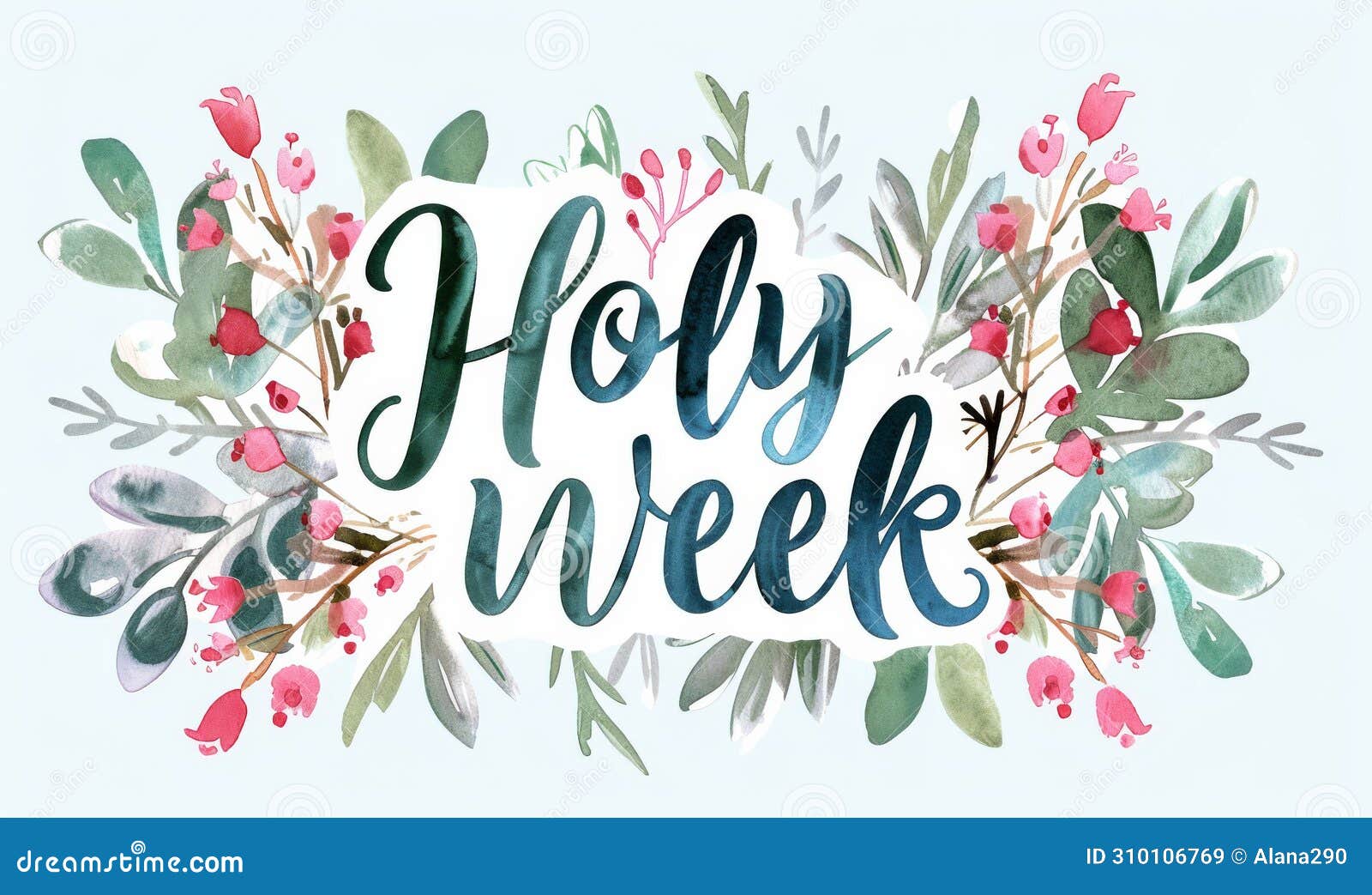 Holy Week Calligraphy Text with Abstract Painted Splash Background ...