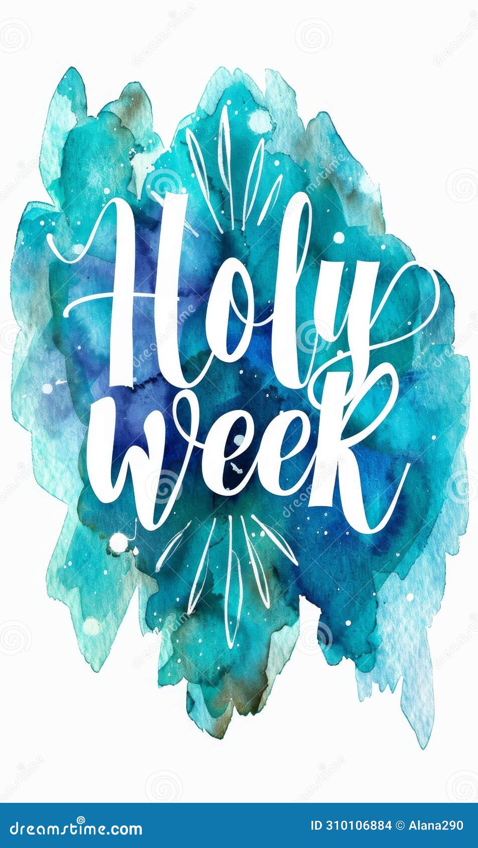 Holy Week Calligraphy Text with Abstract Painted Splash Background ...