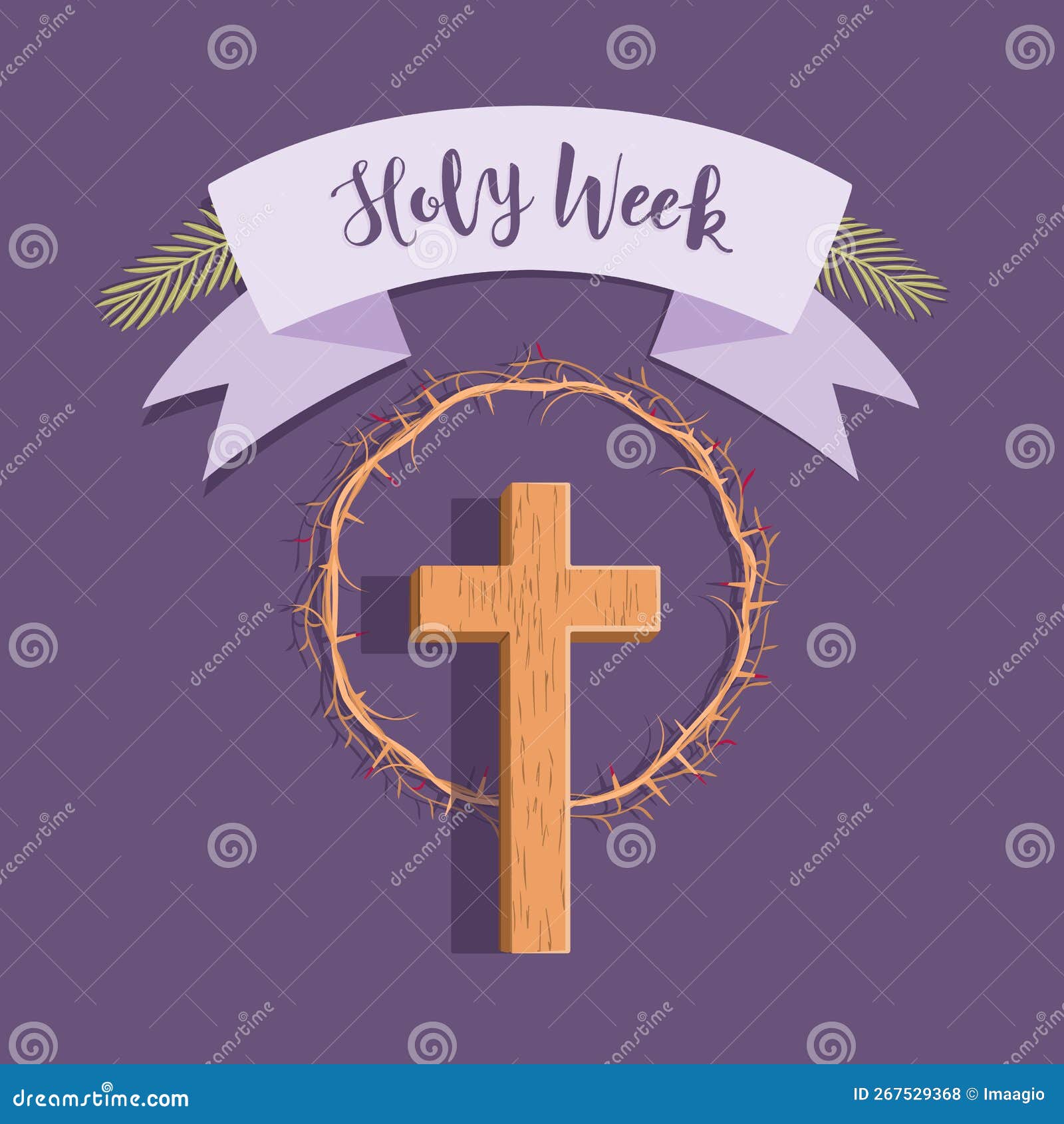 Holy Week. the Cross, Crown of Thorns and Palm Branches Stock Vector ...