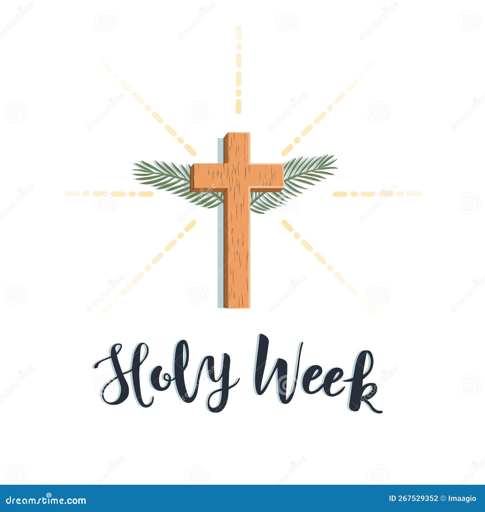 Holy Week. Glorious Cross With Palm Branches Vector Illustration ...