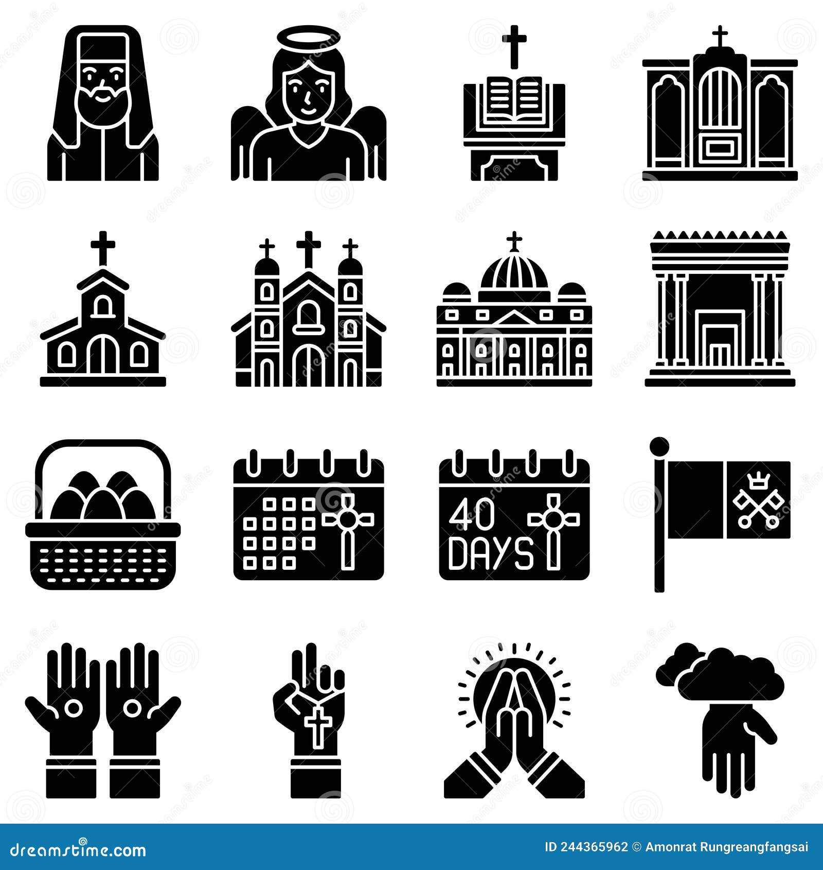 Holy Week Related Solid Icon Set 2, Vector Illustration Stock Vector ...