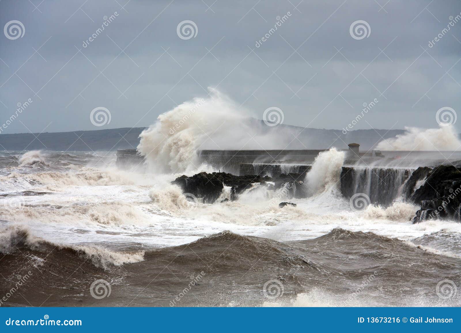 Holyhead Breakwater stock photo. Image of stormy, isle - 13673216