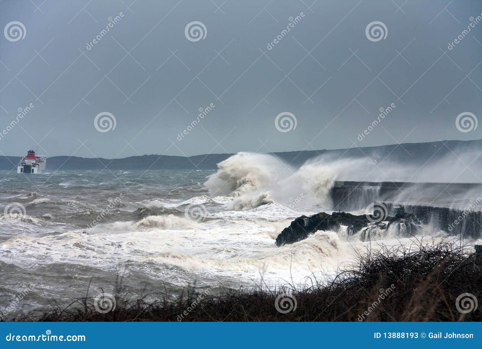 Holyhead Breakwater stock image. Image of isle, crashing - 13888193