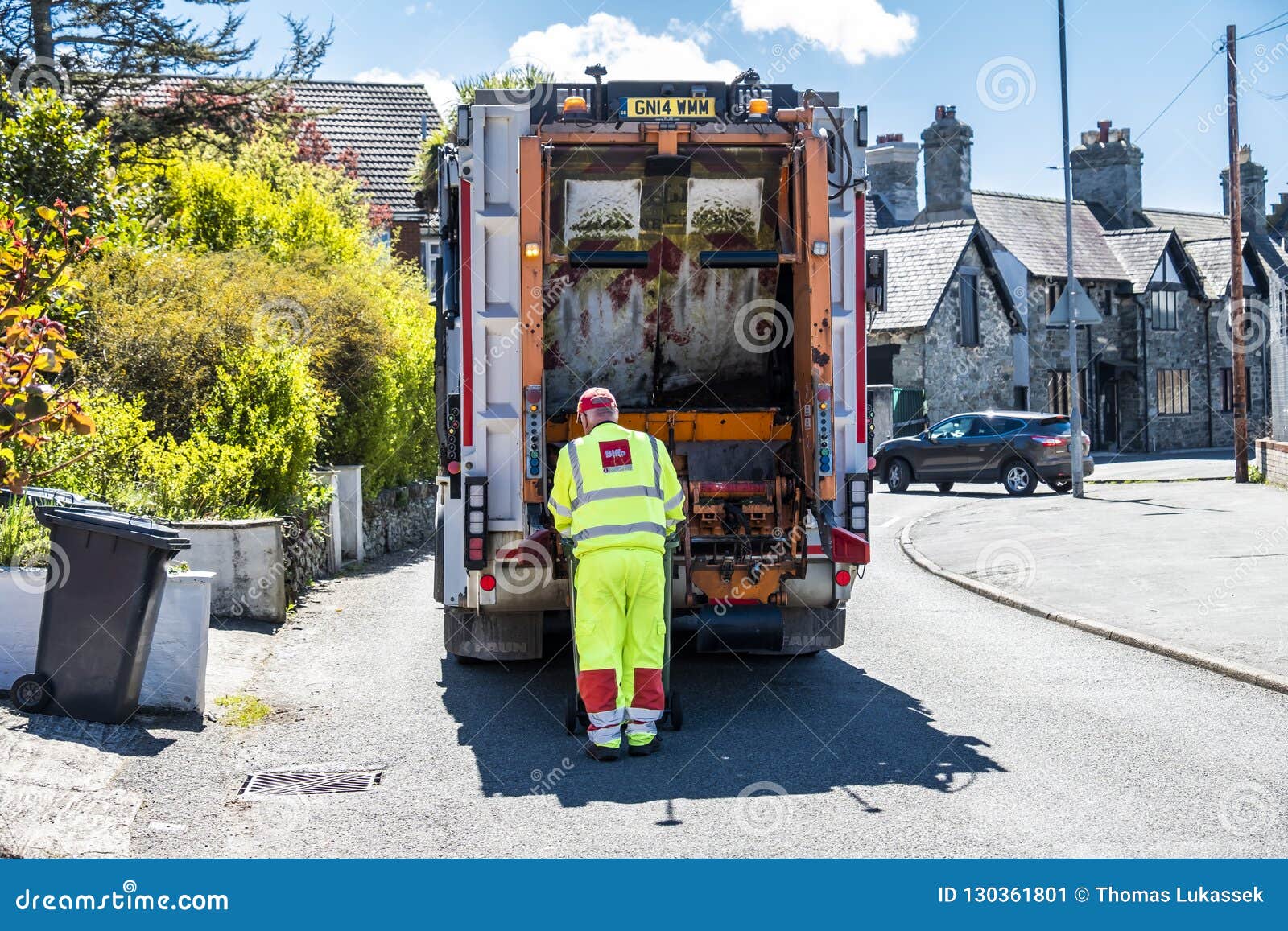 Holyhead Wales - April 30 2018 : Garbage Van Cleaning the Bins ...