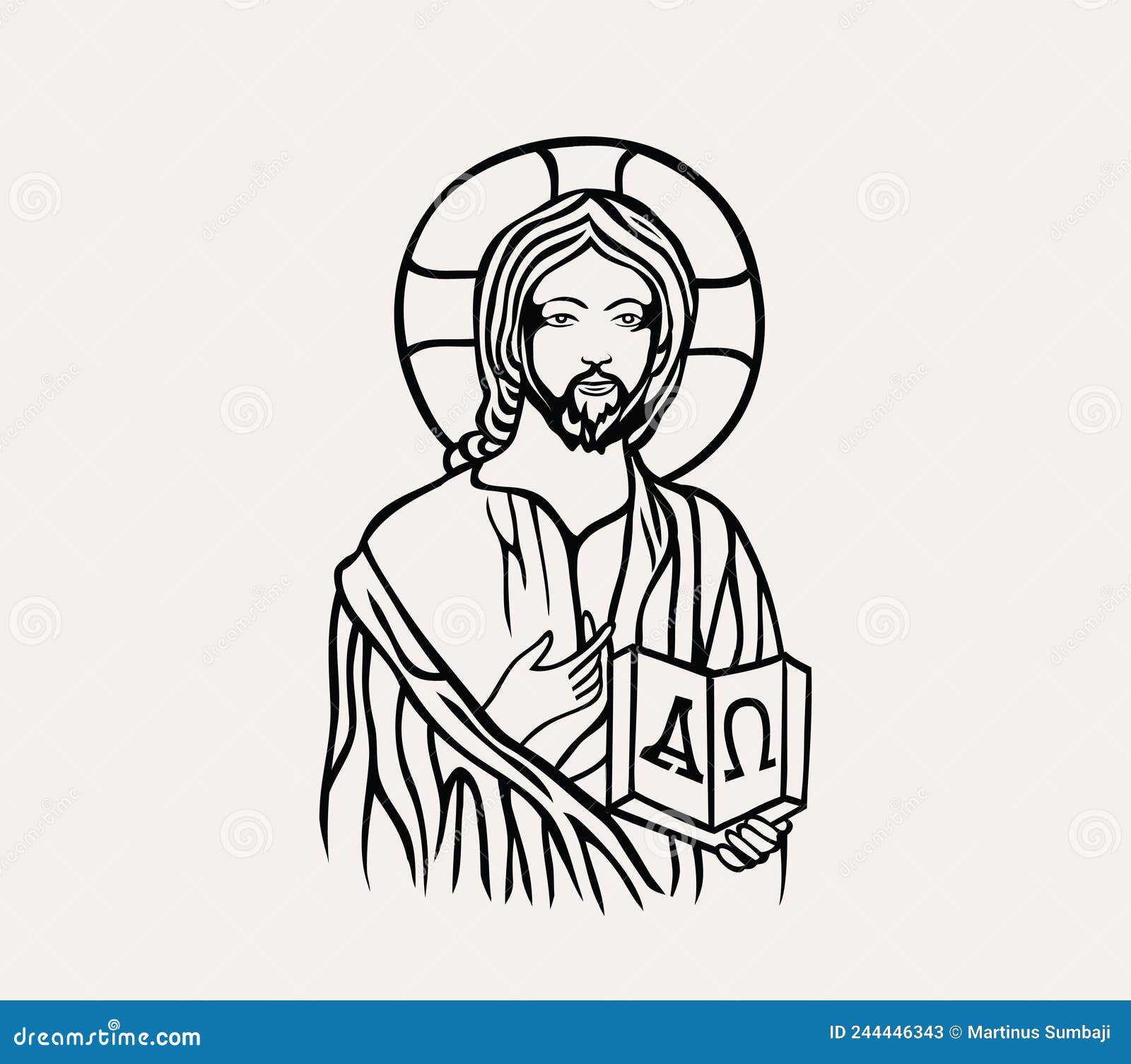 Jesus Alpha and Omega stock vector. Illustration of spirit - 244446343