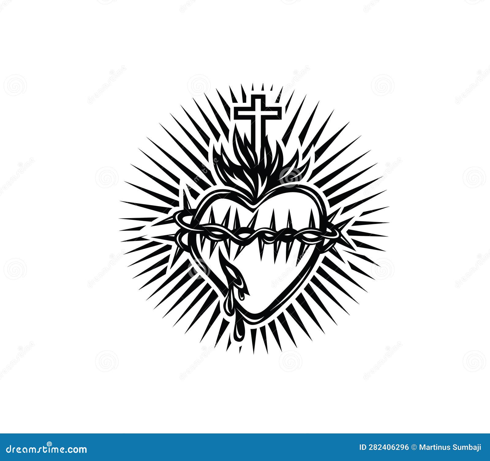Sacred Heart of Jesus with Light Stock Vector - Illustration of logo ...