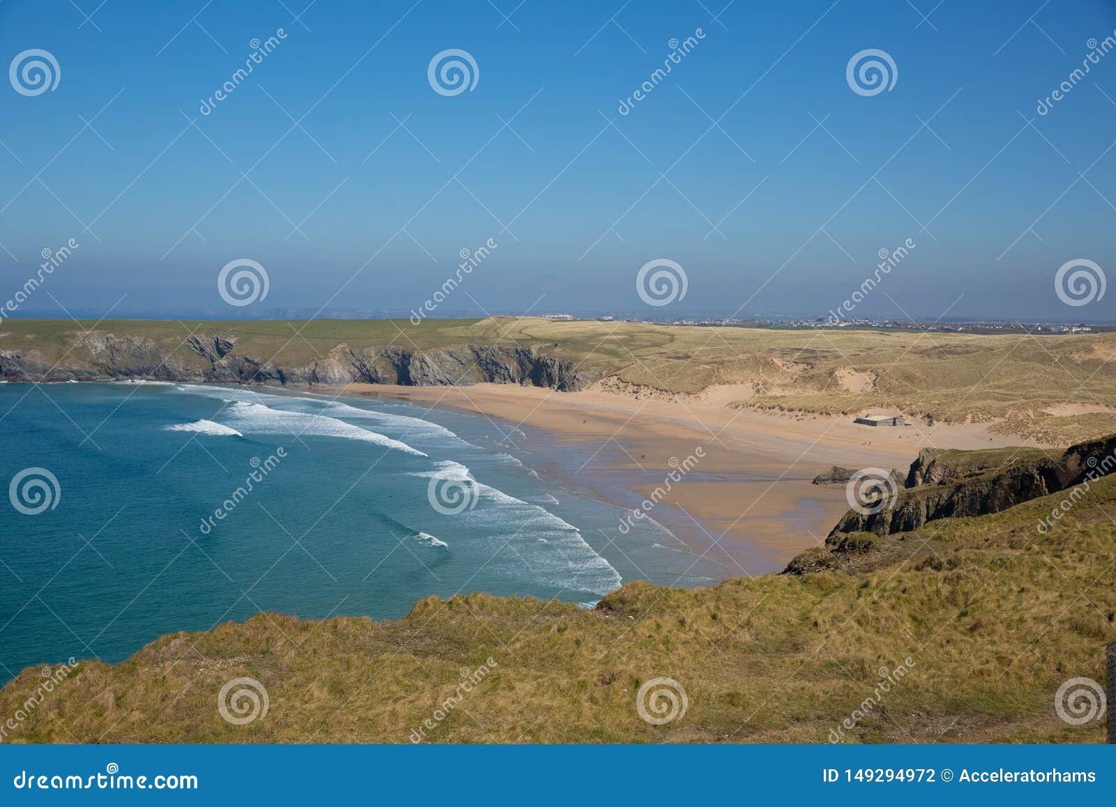 Holywell Bay Beach North Cornwall Stock Photo - Image of path, rock ...