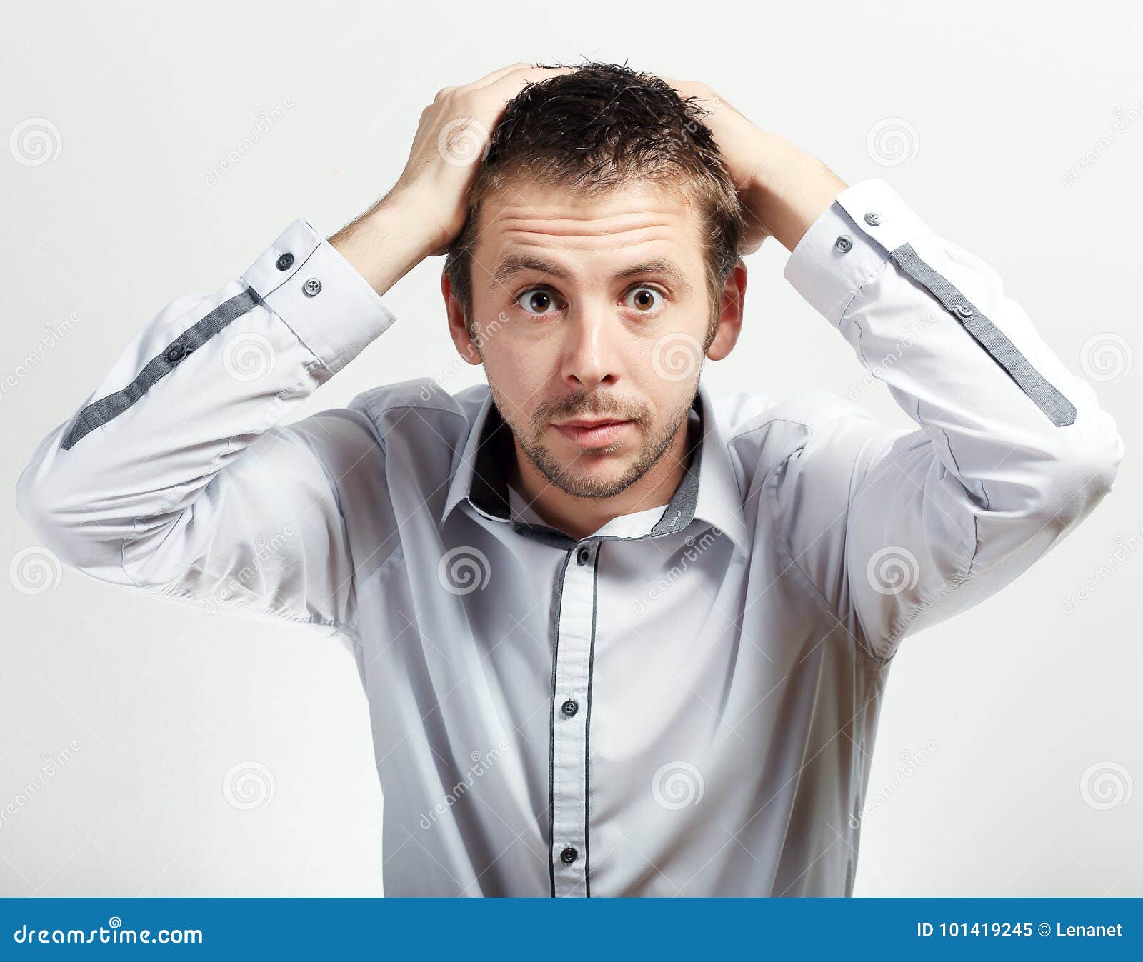 Hombre Asustado Y Sorprendido Imagen de archivo - Imagen de manos ...