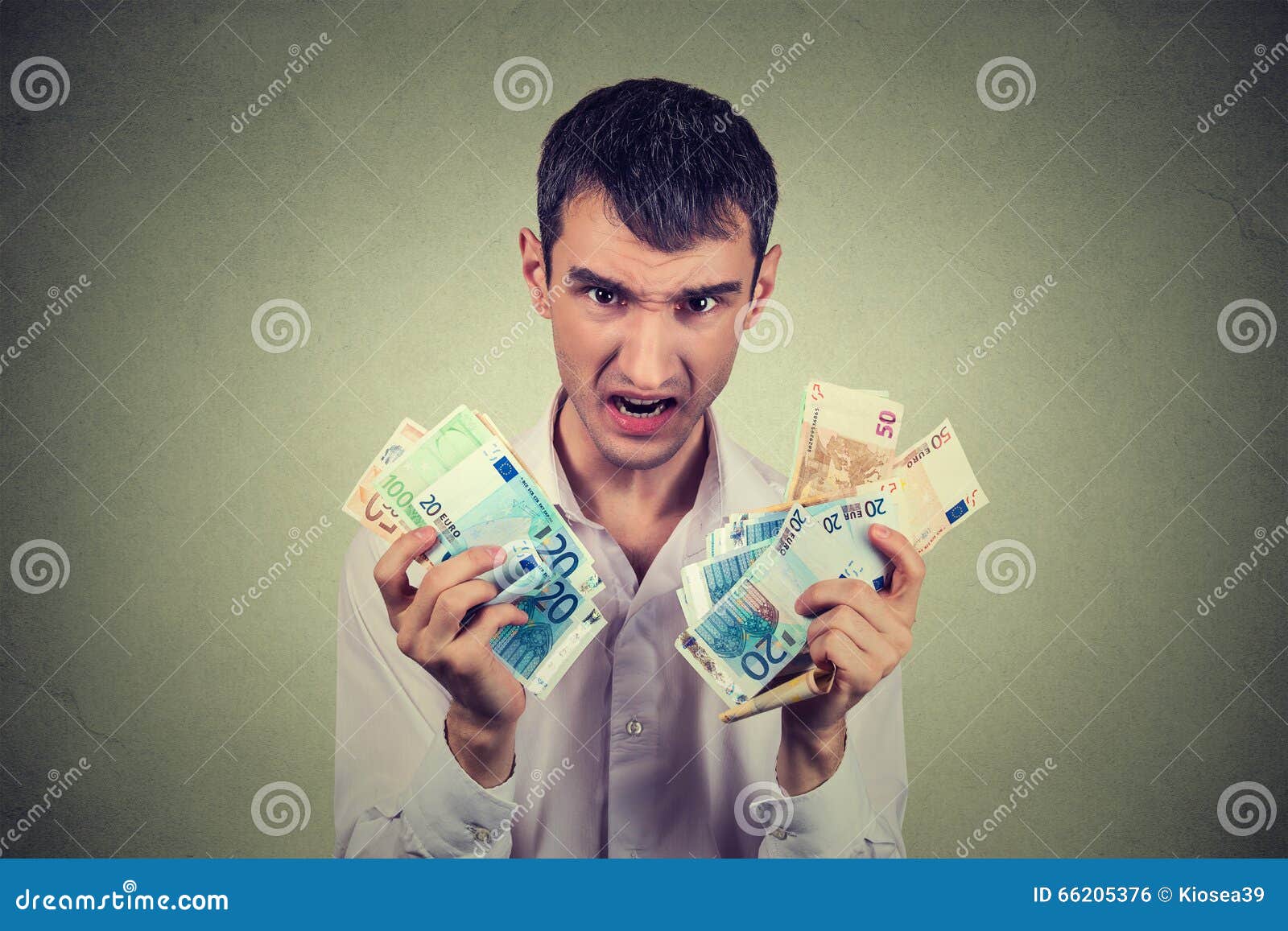 Hombre Codicioso Con Los Billetes De Banco Euro Foto de archivo ...