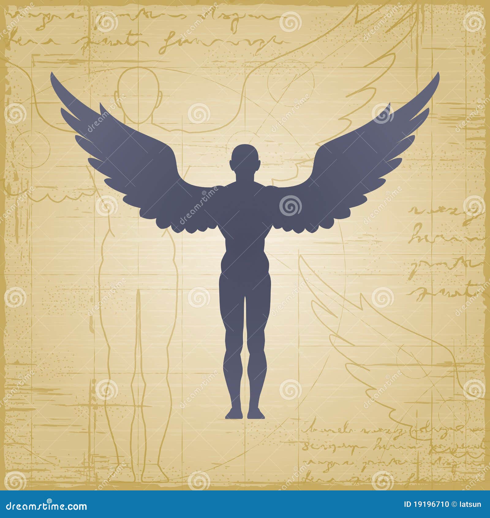 Hombre con alas ilustración del vector. Ilustración de atleta - 19196710