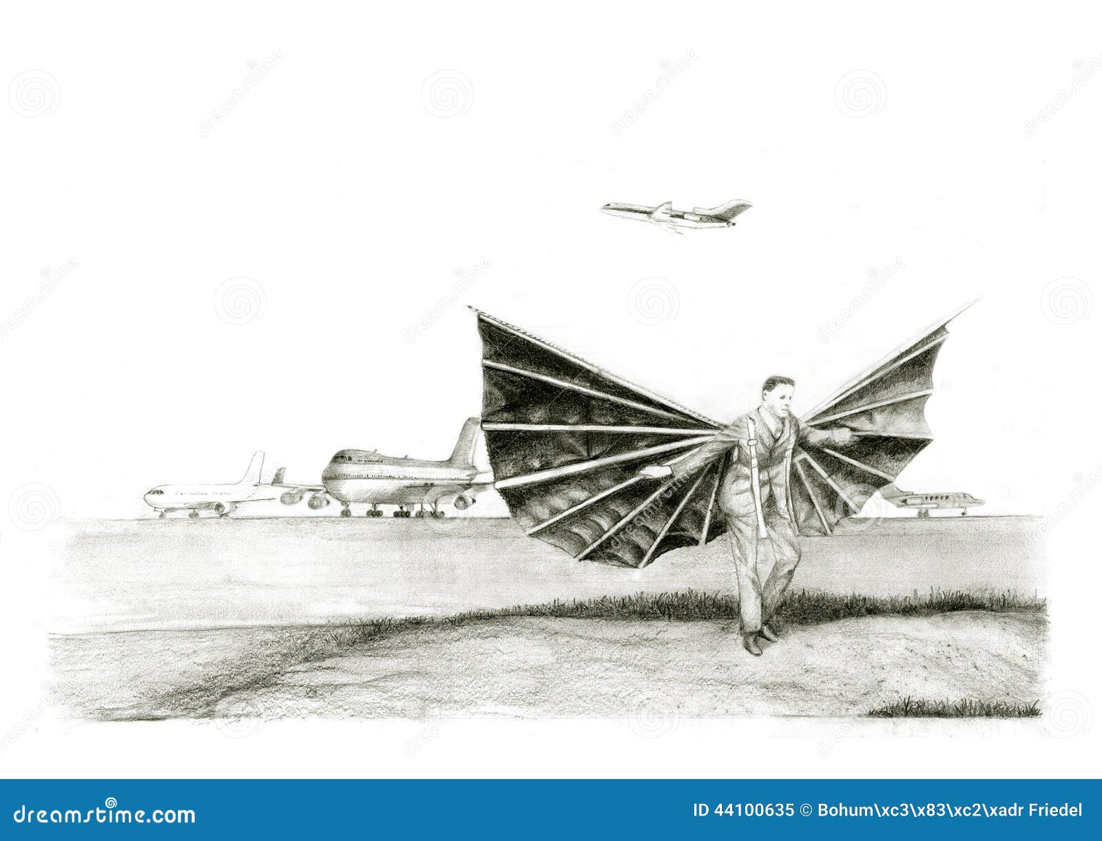 Hombre con alas stock de ilustración. Ilustración de antigüedad - 44100635