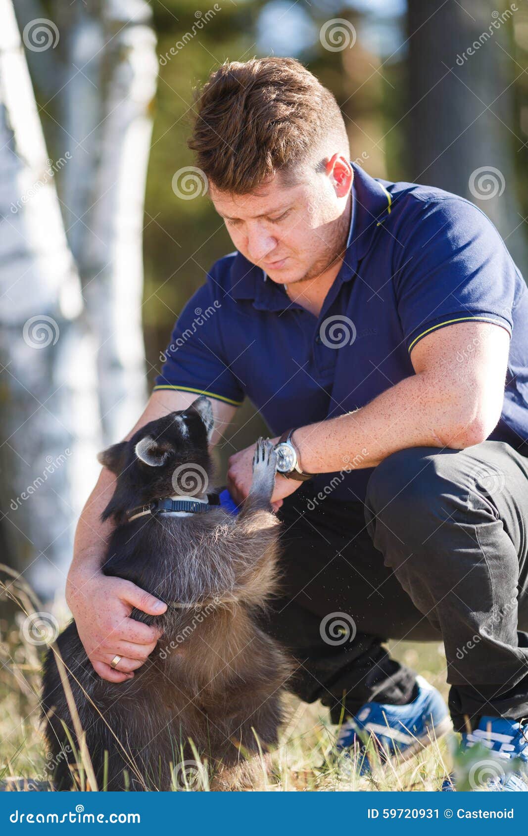 Hombre con el mapache imagen de archivo. Imagen de parque - 59720931