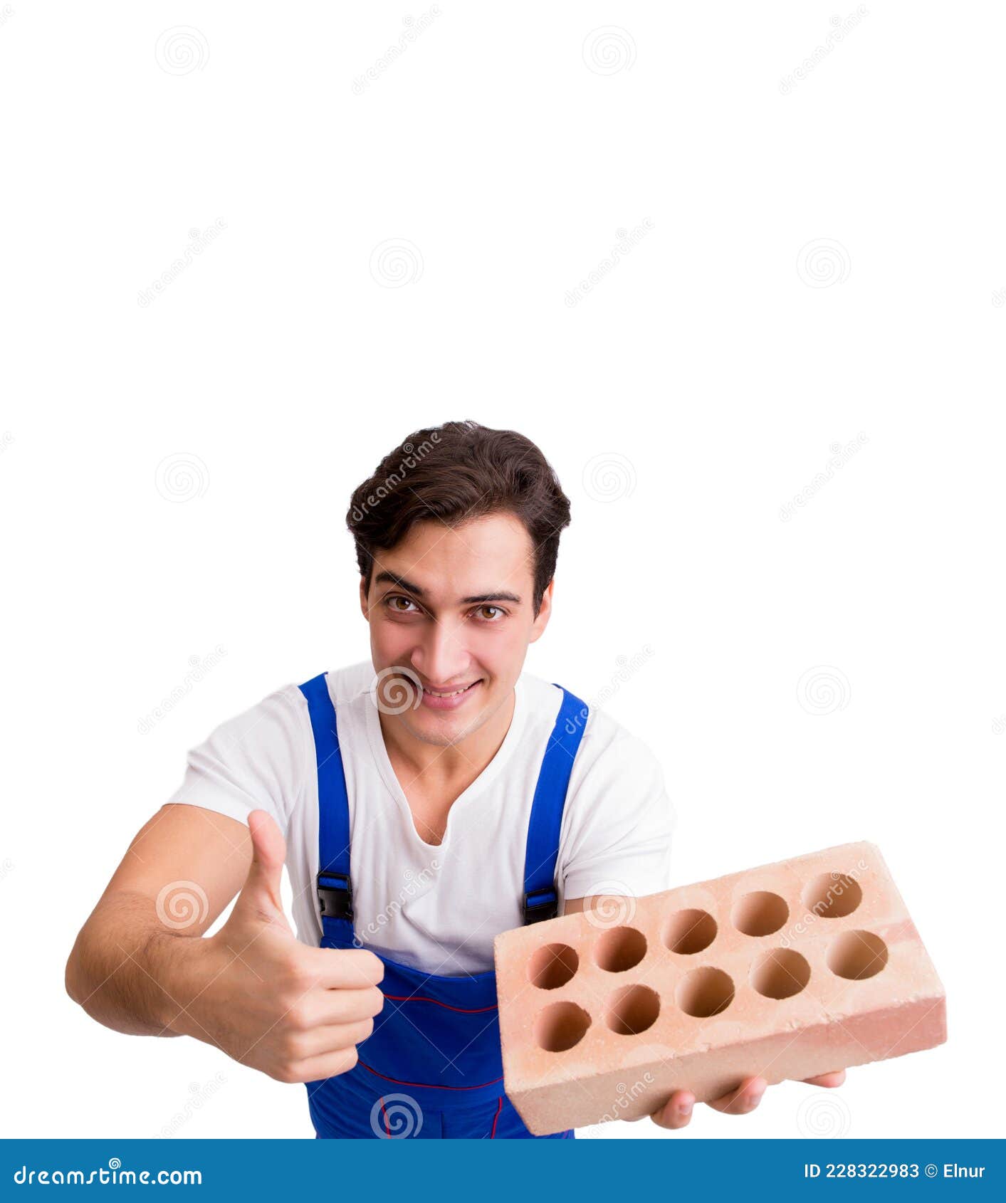 Hombre Con Ladrillo Aislado En Blanco Imagen de archivo - Imagen de ...