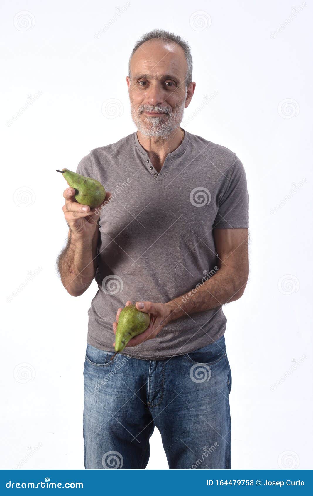 Hombre Con Pera Sobre Fondo Blanco Foto de archivo - Imagen de medio ...