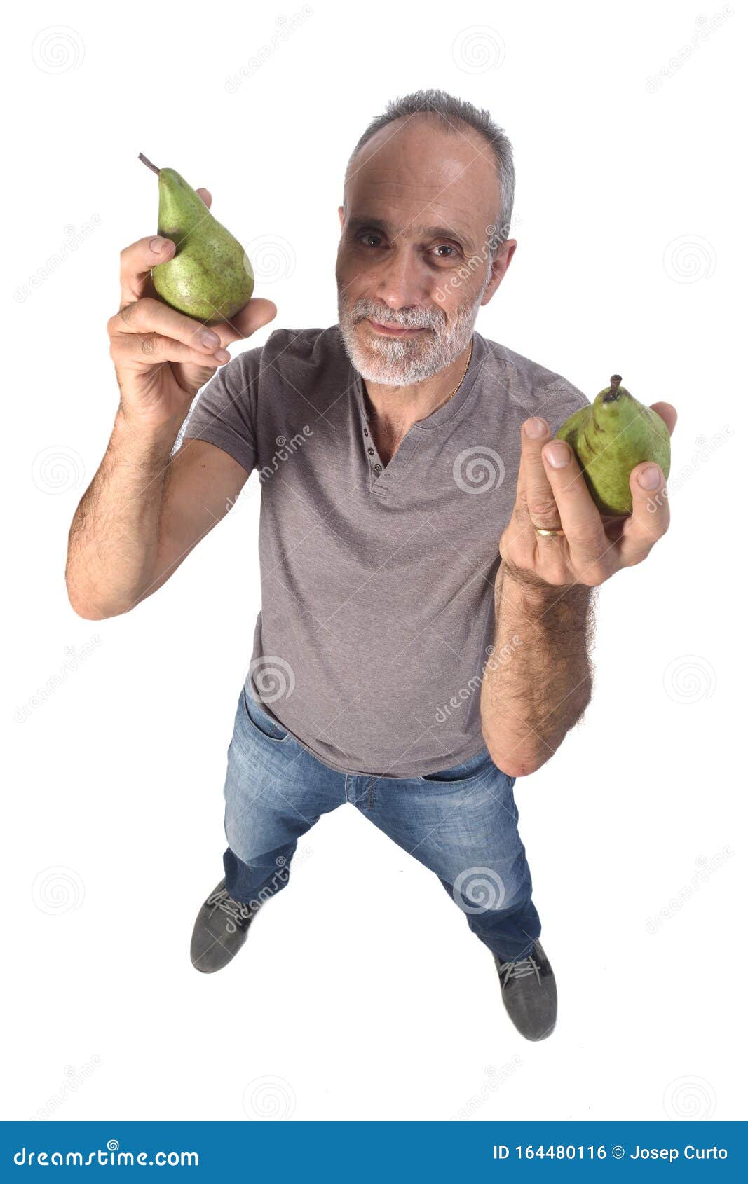 Hombre Con Pera Sobre Fondo Blanco Foto de archivo - Imagen de travieso ...