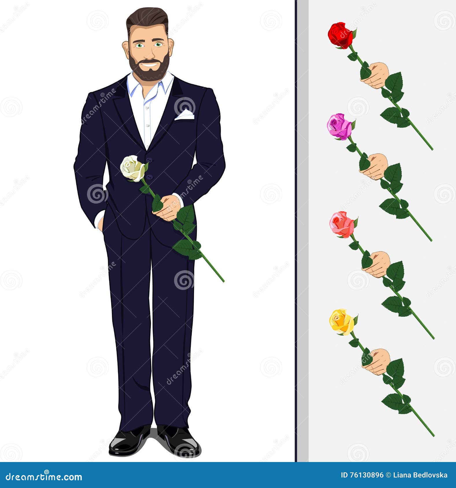 Hombre con una rosa ilustración del vector. Ilustración de pétalos ...