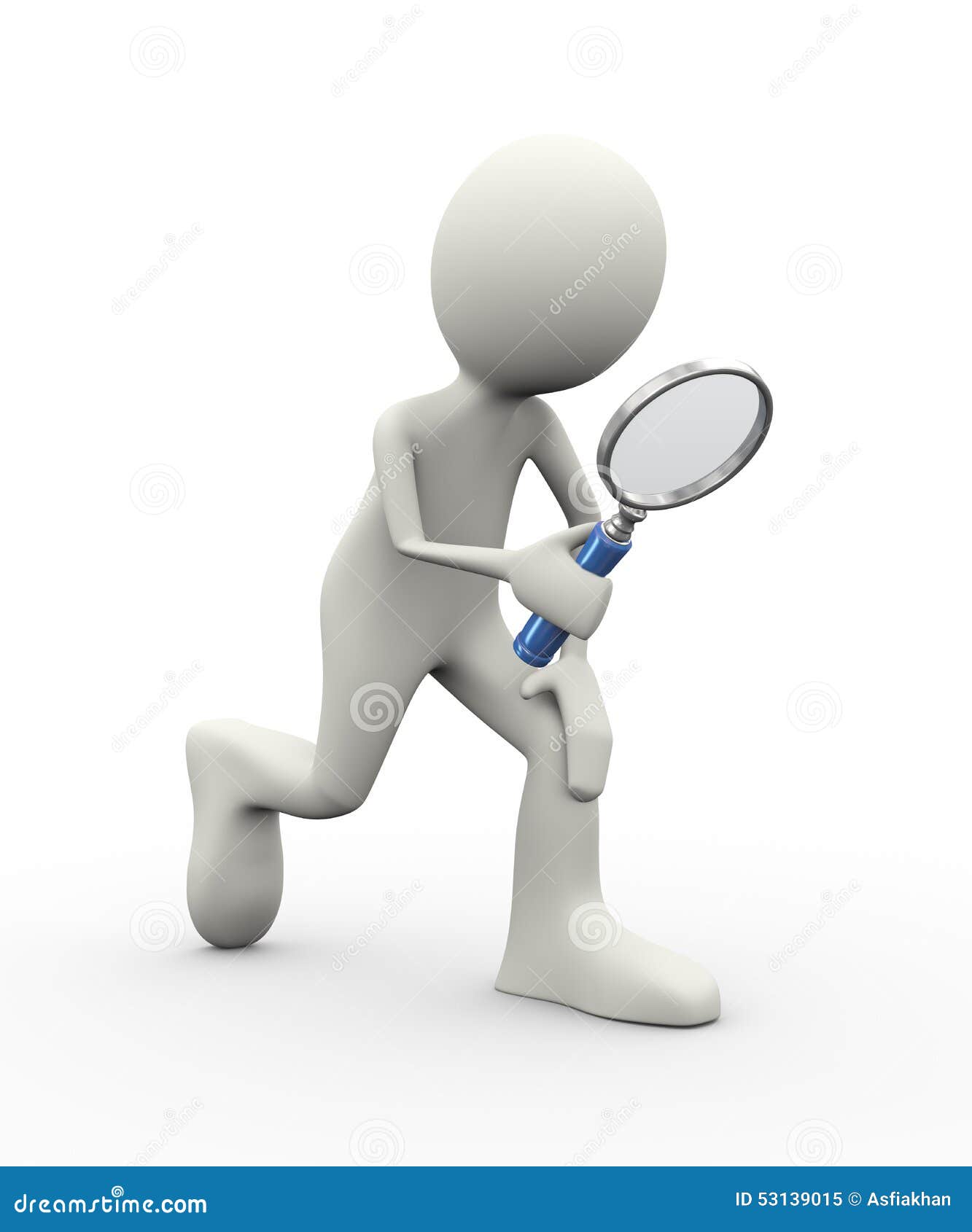 Hombre 3d con la lupa stock de ilustración. Ilustración de humano ...