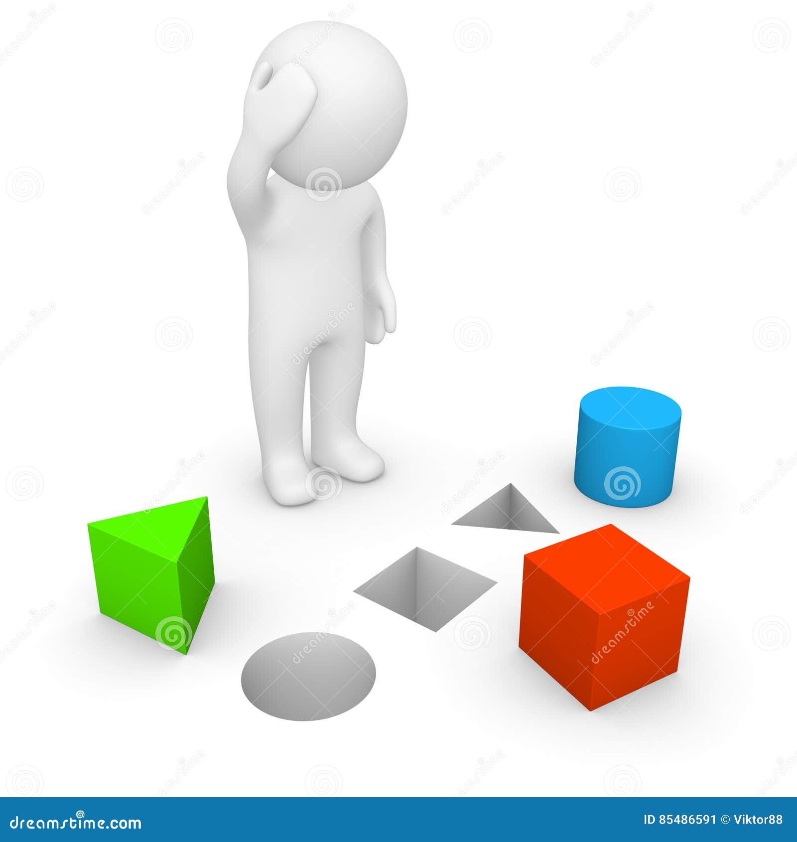 Hombre 3d Que Intenta Solucionar Problema Stock de ilustración ...