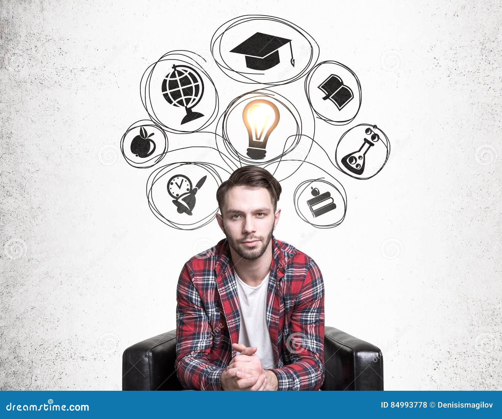 Hombre educado con ideas foto de archivo. Imagen de conocimiento - 84993778