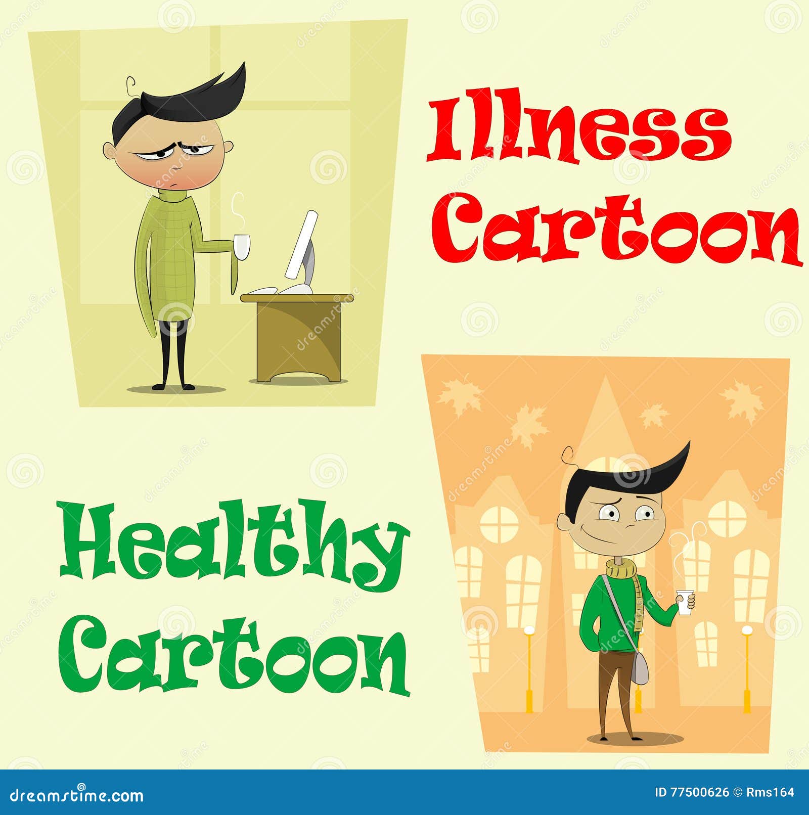 Hombre enfermo y sano ilustración del vector. Ilustración de ...