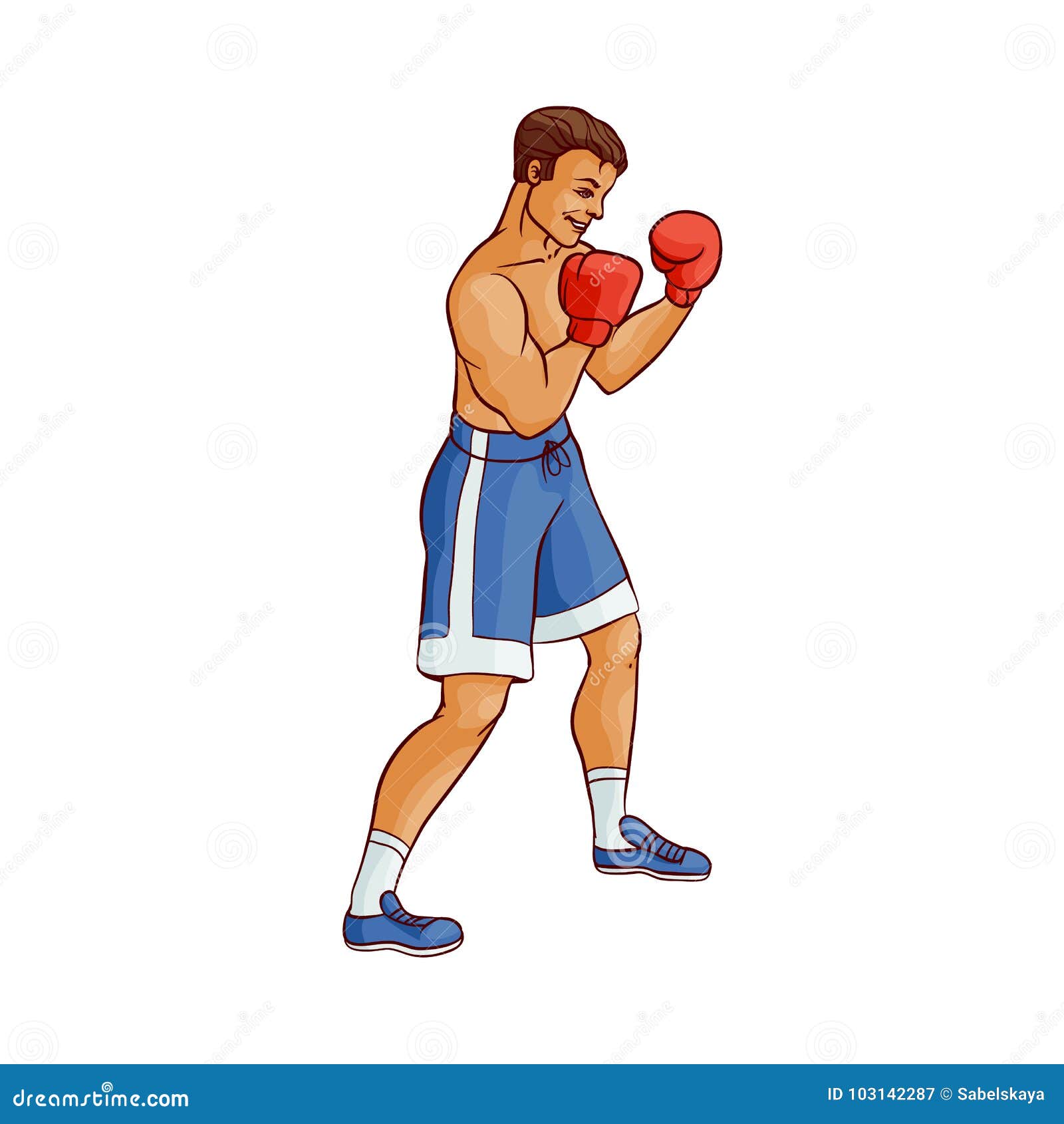 Hombre Hermoso Completamente Muscular Del Boxeador Del Vector ...