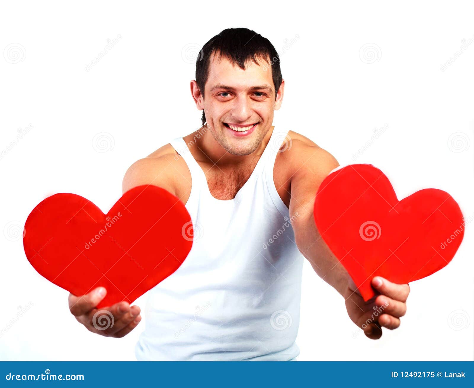 Hombre Joven Con Dos Corazones Imagen de archivo - Imagen de felicite ...