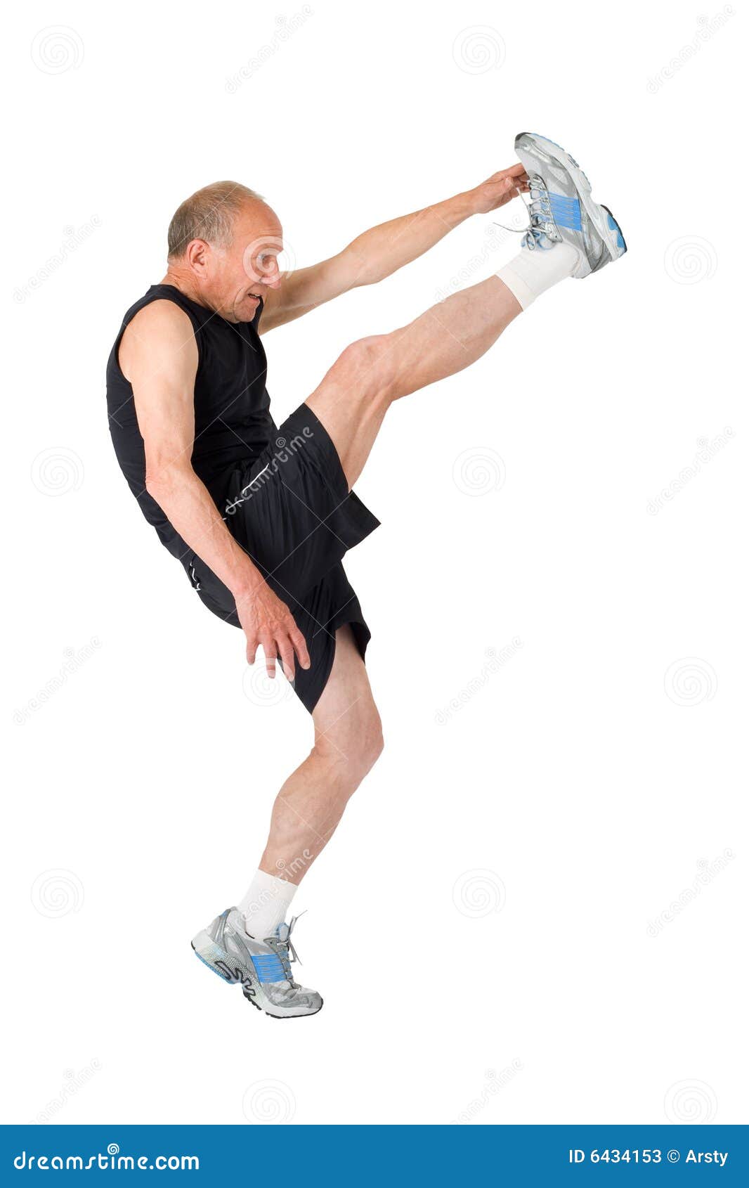 Hombre mayor. El estirar imagen de archivo. Imagen de gimnasio - 6434153