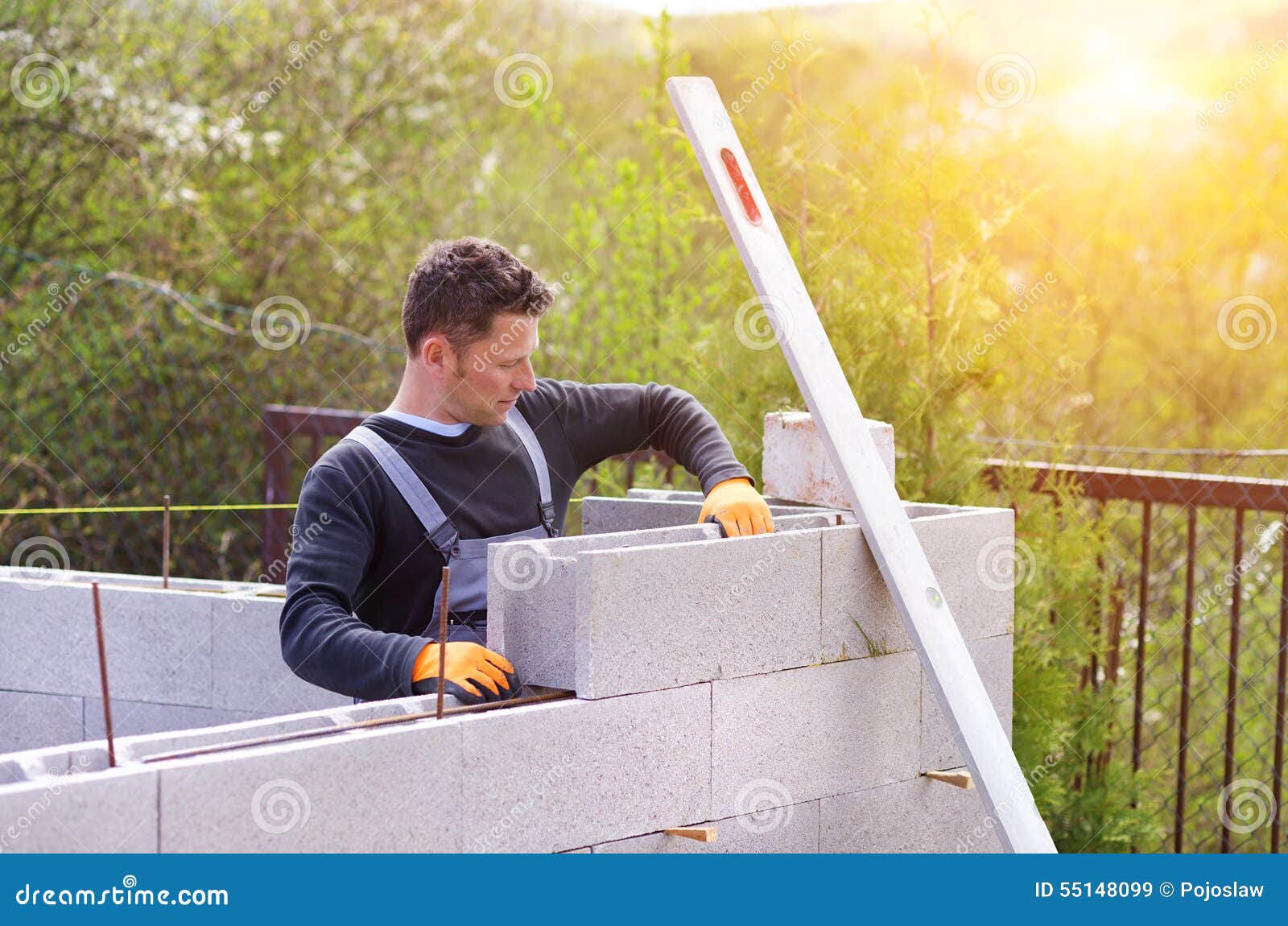 Hombre Que Construye Una Casa Imagen de archivo - Imagen de bloque ...