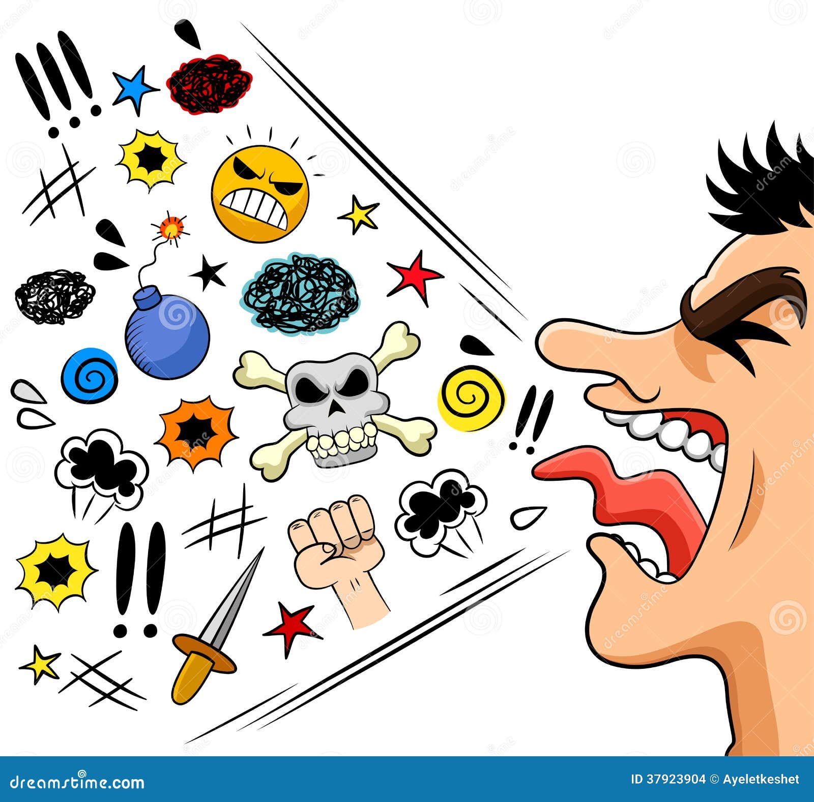 Hombre que maldice ilustración del vector. Ilustración de enojado ...