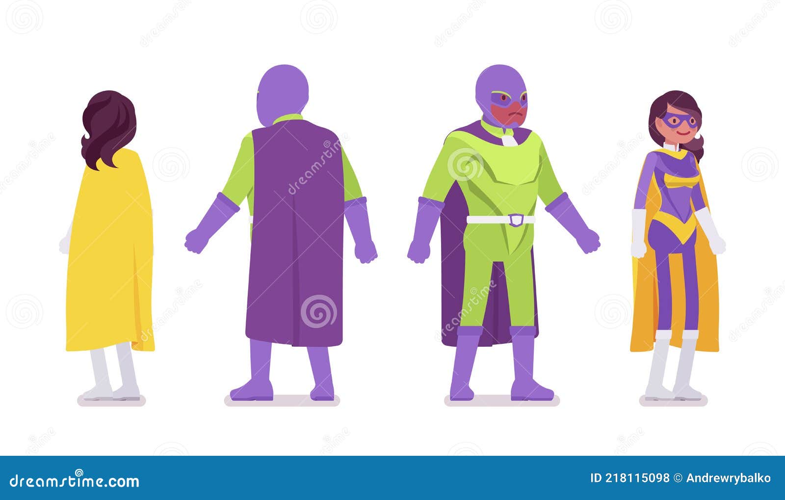 Hombre Y Mujer Super Héroe En Traje Brillante De Pie Ilustración Del