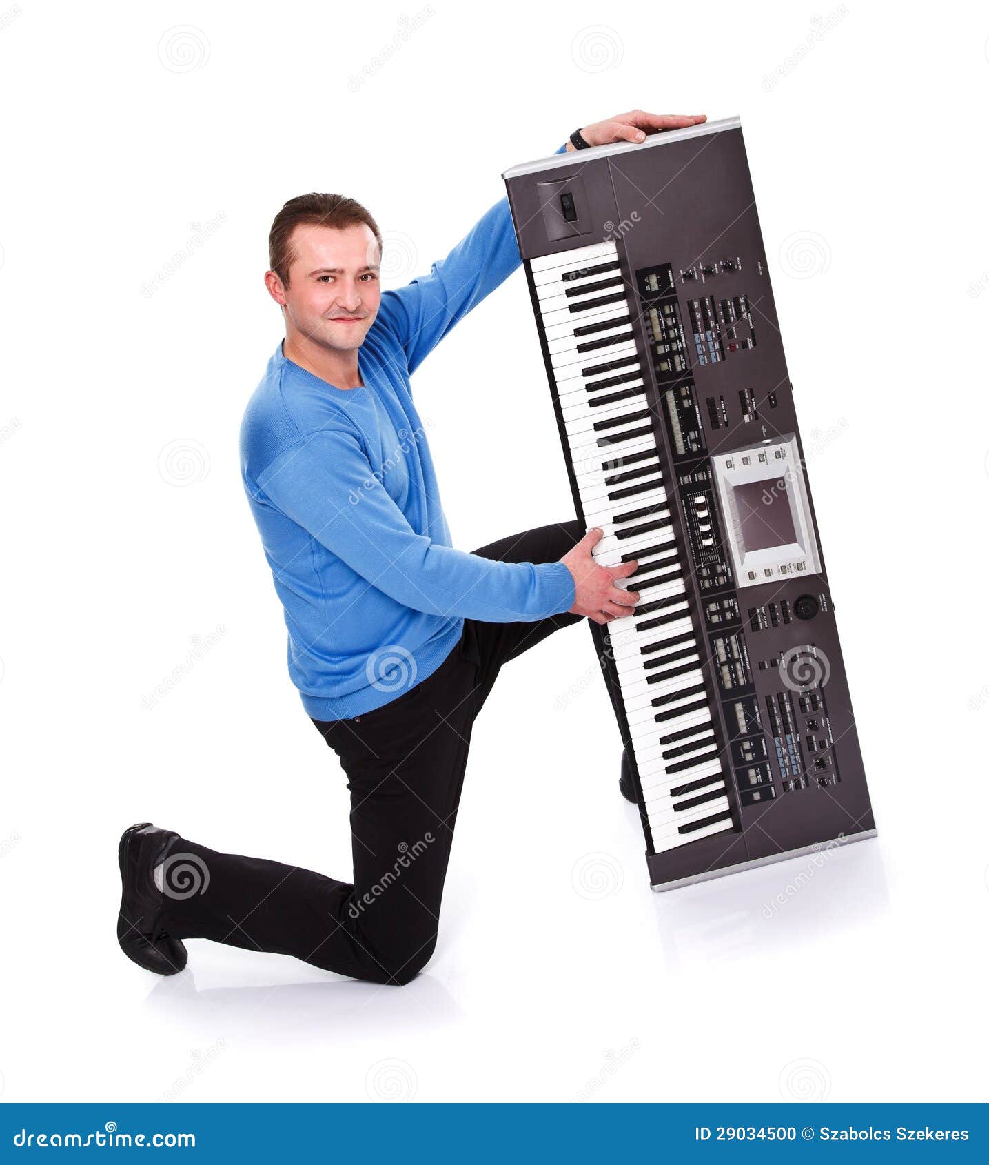 Hombre y su synth foto de archivo. Imagen de sonrisa - 29034500