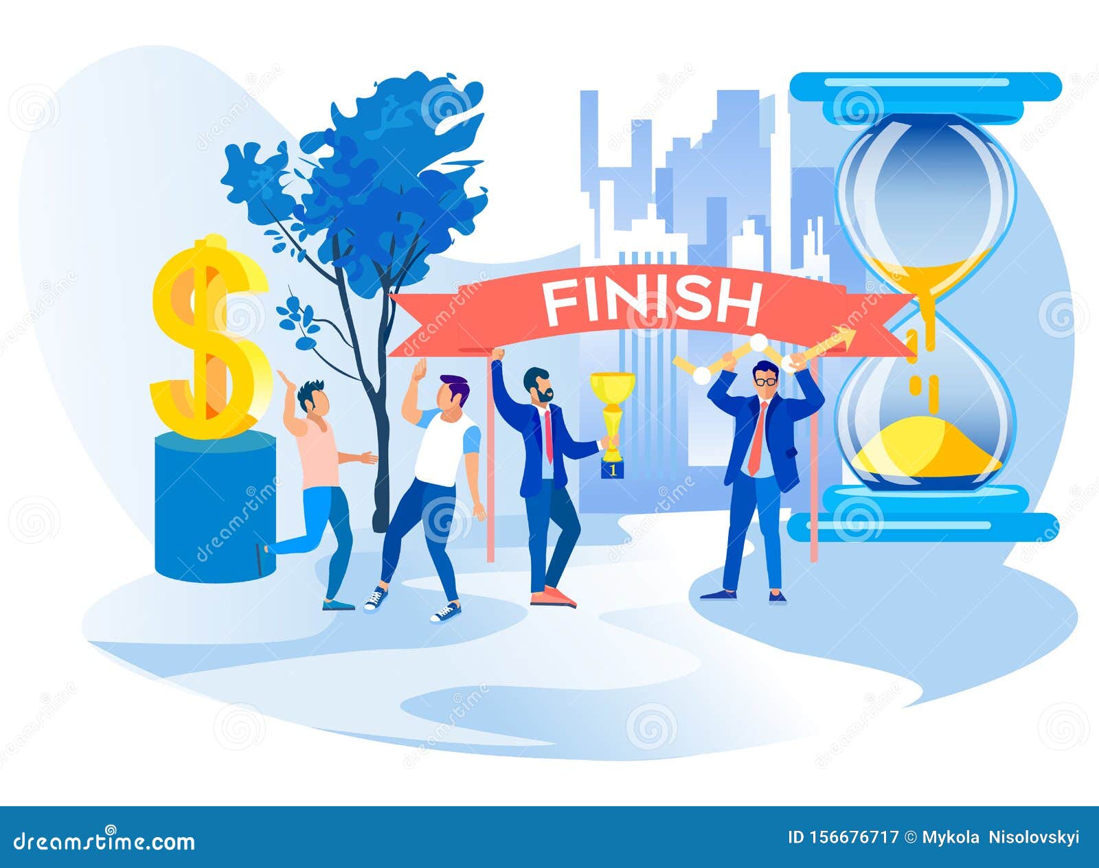 Hombres Celebran Finalizar Proyecto Exitoso. Vector Ilustración del ...