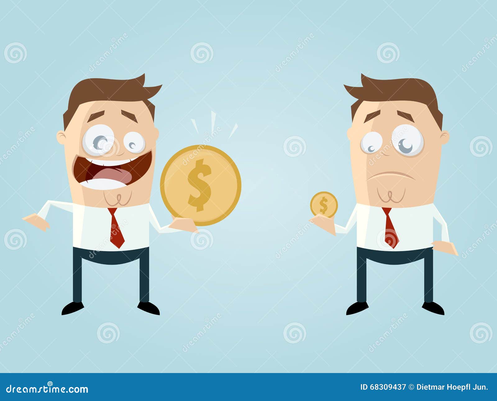 Hombres De Negocios Divertidos Que Comparan Su Renta Ilustración del ...
