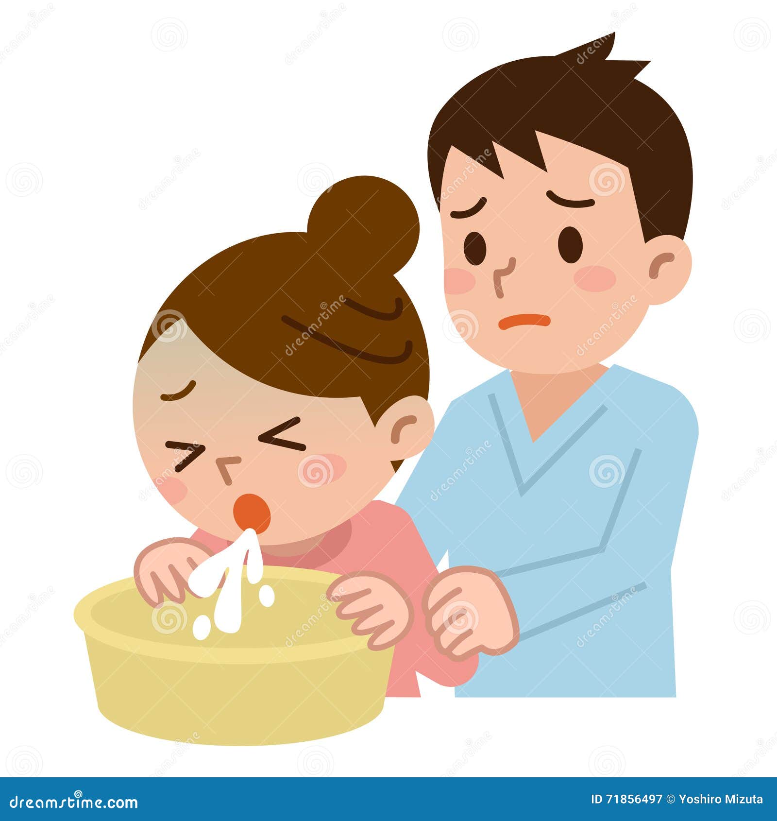 Hombres Que Cuidaron Vomitar De La Mujer Ilustración del Vector ...